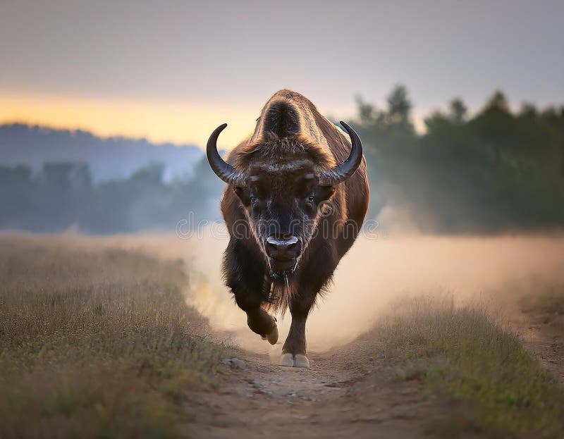 Stunning Buffalo Running in Ultra Hd 8k Cinematic Quality. Stock ...