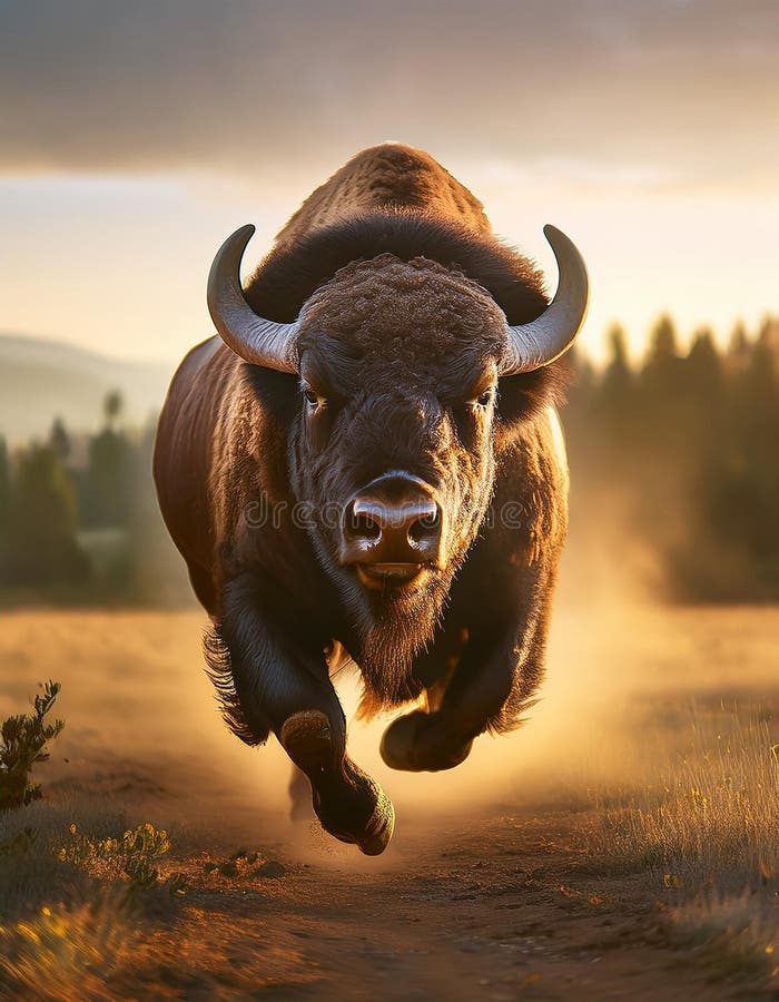 Stunning Buffalo Running in Ultra Hd 8k Cinematic Quality. Stock ...