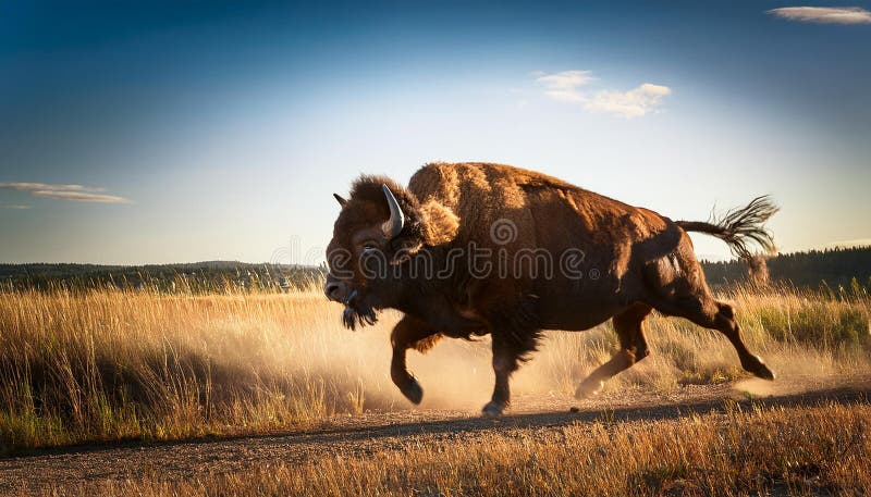 Stunning Buffalo Running in Ultra Hd 8k Cinematic Quality. Stock ...