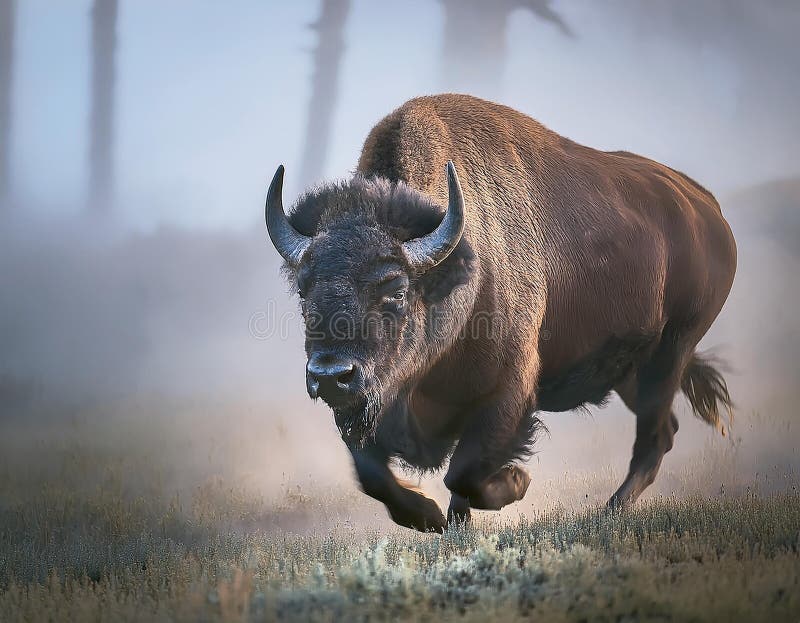 Stunning Buffalo Running in Ultra Hd 8k Cinematic Quality. Stock ...