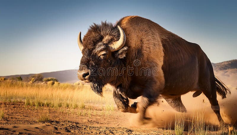 Stunning Buffalo Running in Ultra Hd 8k Cinematic Quality. Stock ...