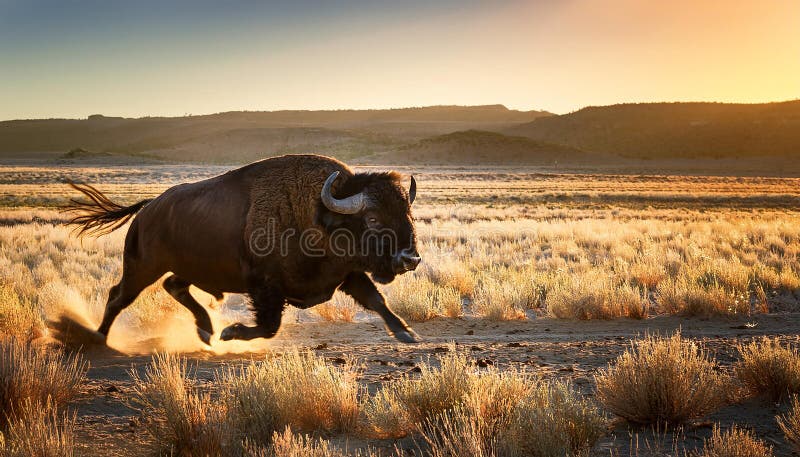 Stunning Buffalo Running in Ultra Hd 8k Cinematic Quality. Stock ...
