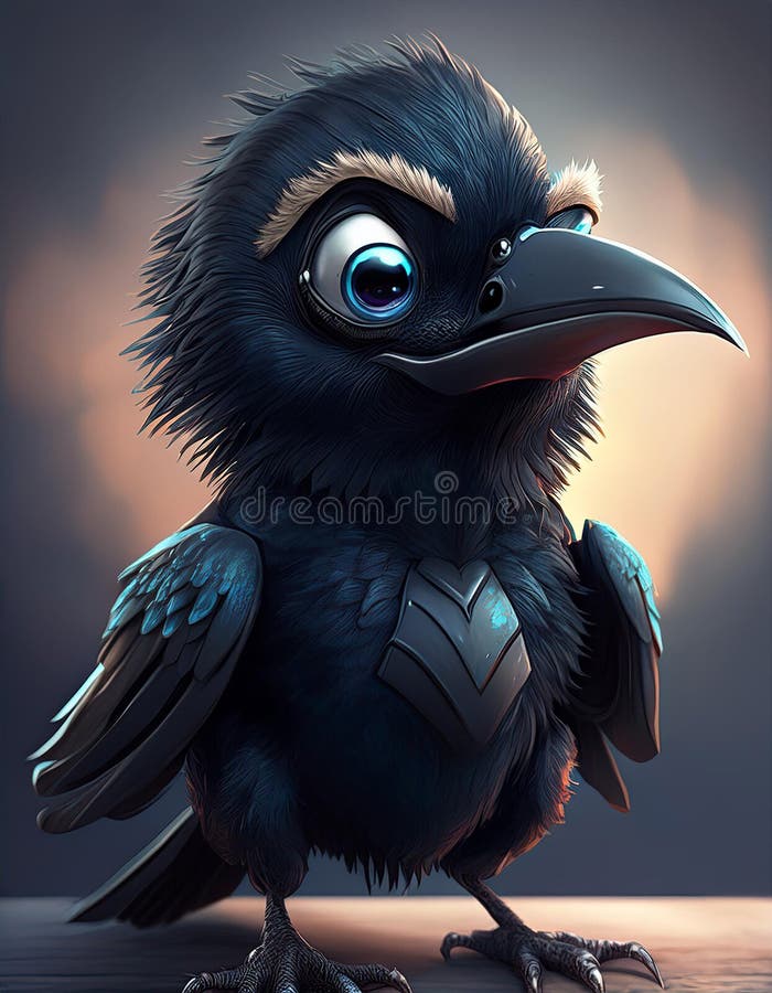 Little Cute Crow: High-quality 3d Cartoon Illustration in Expressionist ...