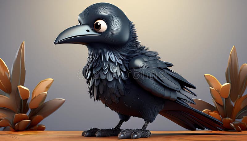 Little Cute Crow: High-quality 3d Cartoon Illustration in Expressionist ...