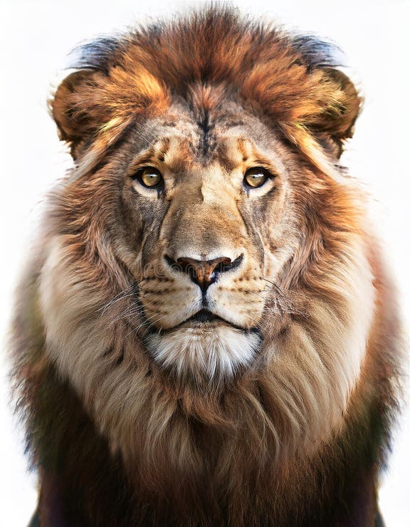 Hyper-realistic Lion Portrait on White Background - Uhd Image Stock ...