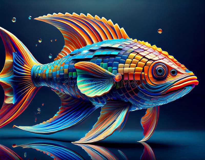 Colorful 3d Lego Fish: a Masterpiece of Plastic Art. Stock Illustration ...