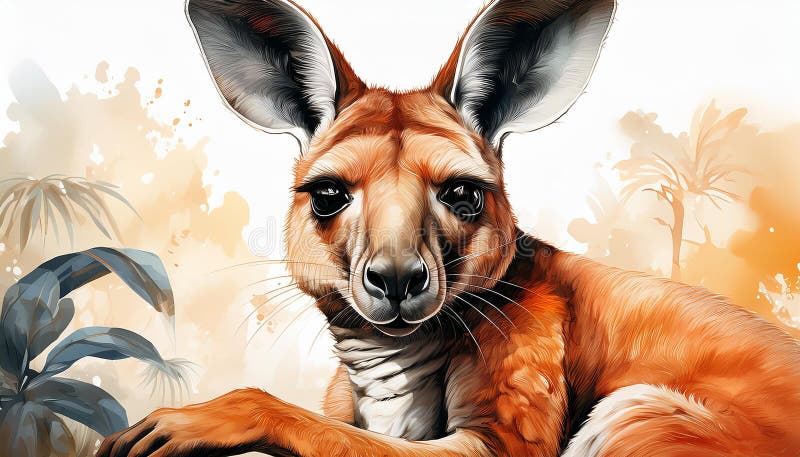 Hyper-realistic Kangaroo Illustration on White Background Stock ...