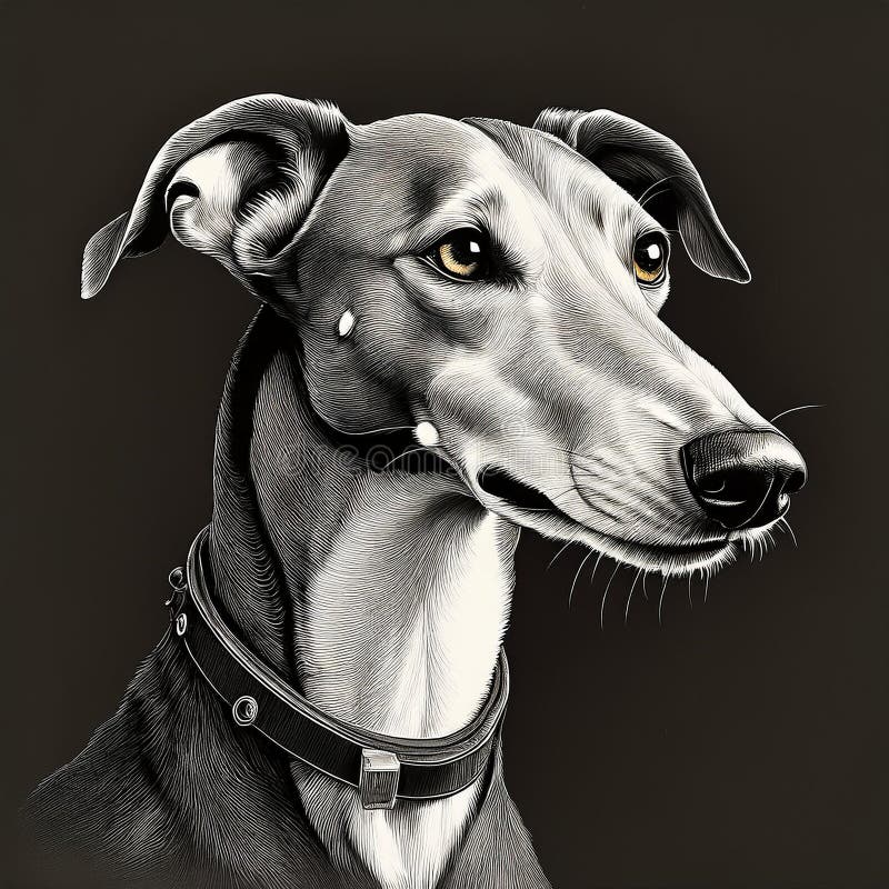 Adorable Greyhound Line Drawing: Digital Airbrushing by John Larriva ...