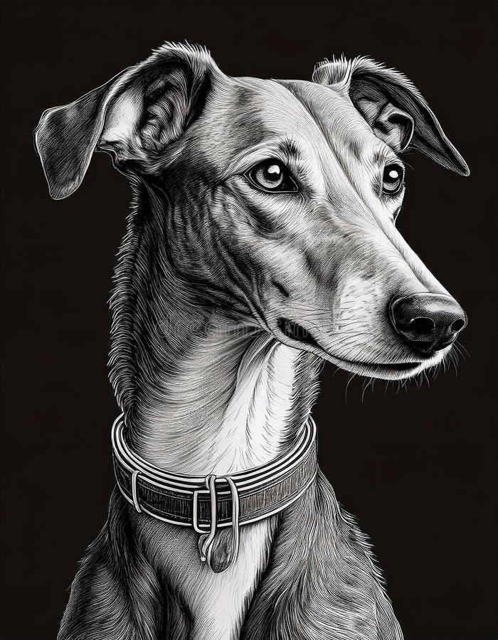 Adorable Greyhound Line Drawing: Digital Airbrushing by John Larriva ...