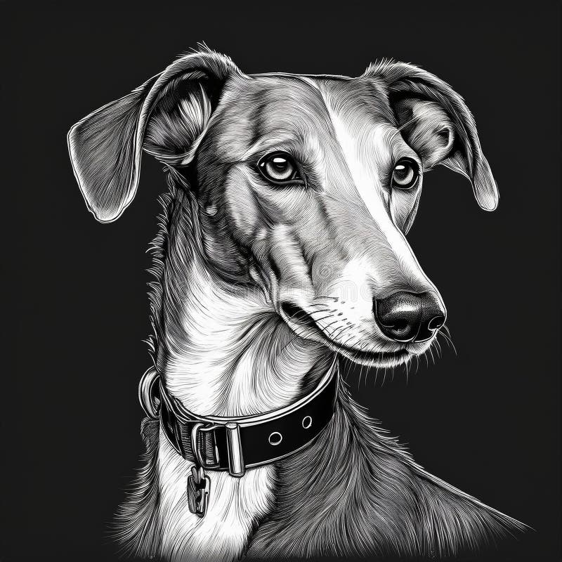 Adorable Greyhound Line Drawing: Digital Airbrushing by John Larriva ...