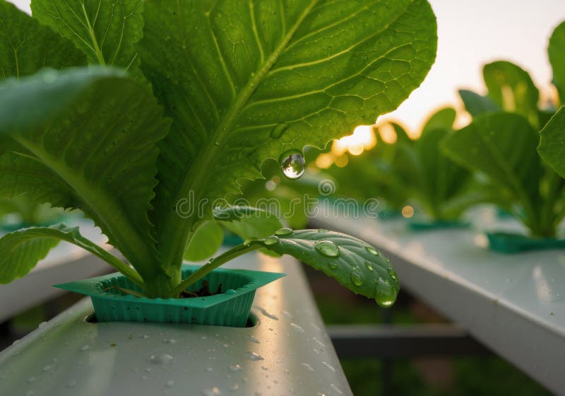 Sustainable Agriculture Hydroponic Farming System with Lush Green ...