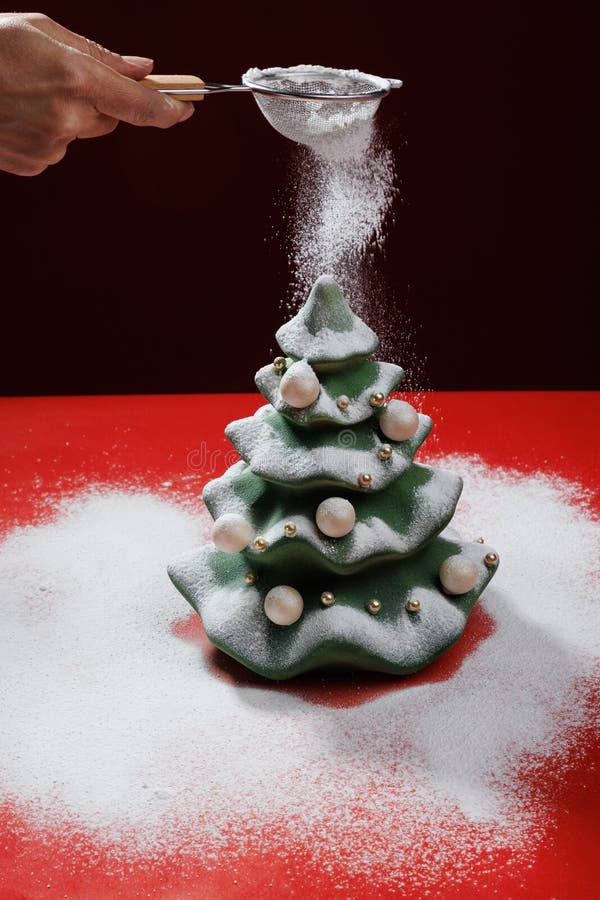 The Pastry Chef Sprinkles Powdered Sugar on Top of the Chocolate ...