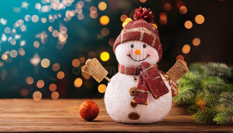 Christmas Card - Winter Incoming - Snowman on Table. Stock Illustration ...