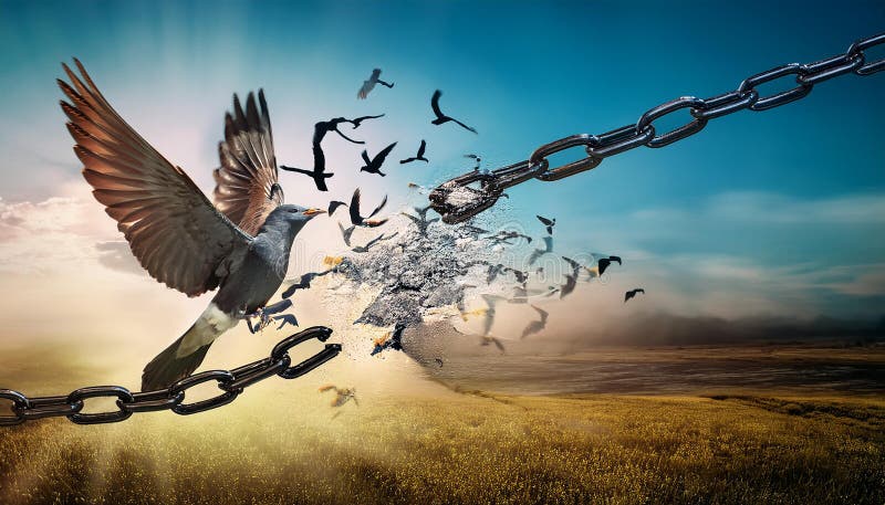 On the Wings of Freedom - Birds Flying and Broken Chains - Charge ...