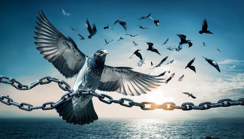 On the Wings of Freedom - Birds Flying and Broken Chains - Charge ...