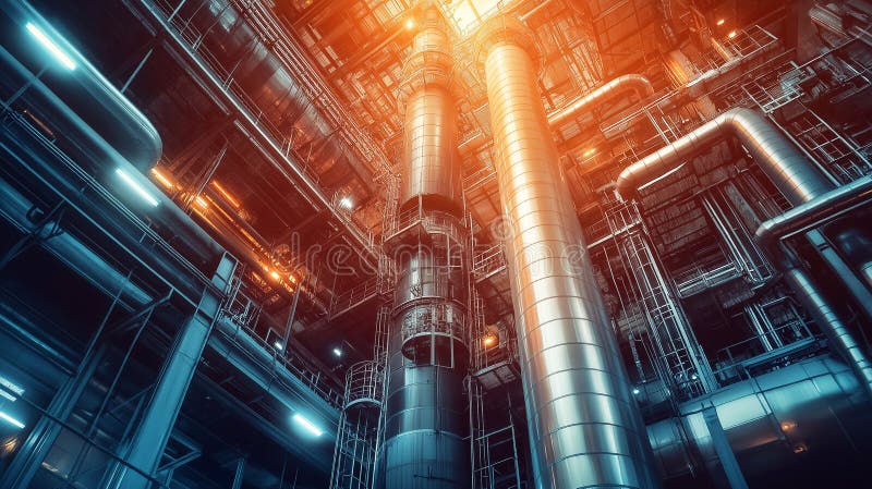 Piping System, Equipment and Cables of Industrial Plant.Industrial ...