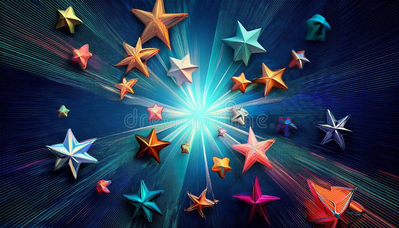 3d Stars Vector Design with Lots of Colors Stock Illustration ...