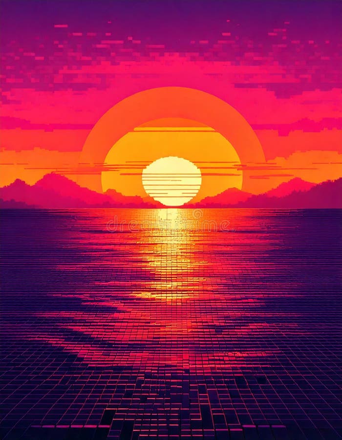 Retro Sunset stock illustration. Illustration of dreamlike - 352568234