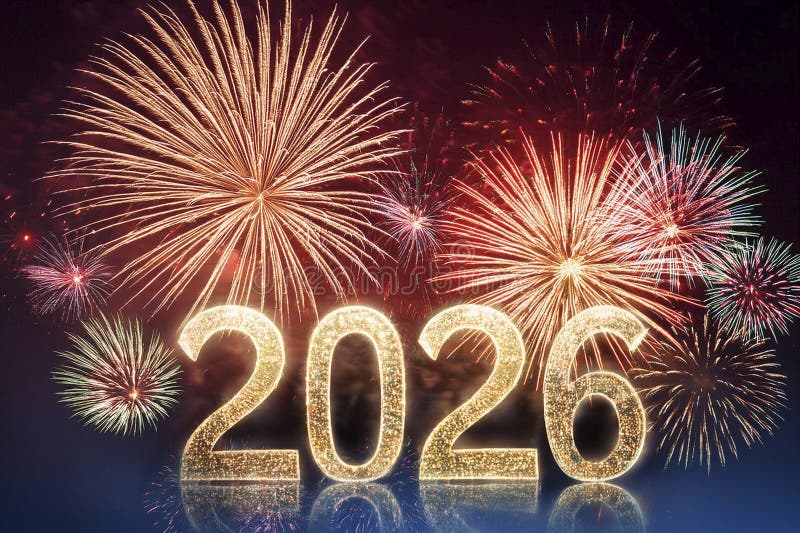 2026. Fireworks. Happy New Year 2026. Fireworks with the Text "2026 ...