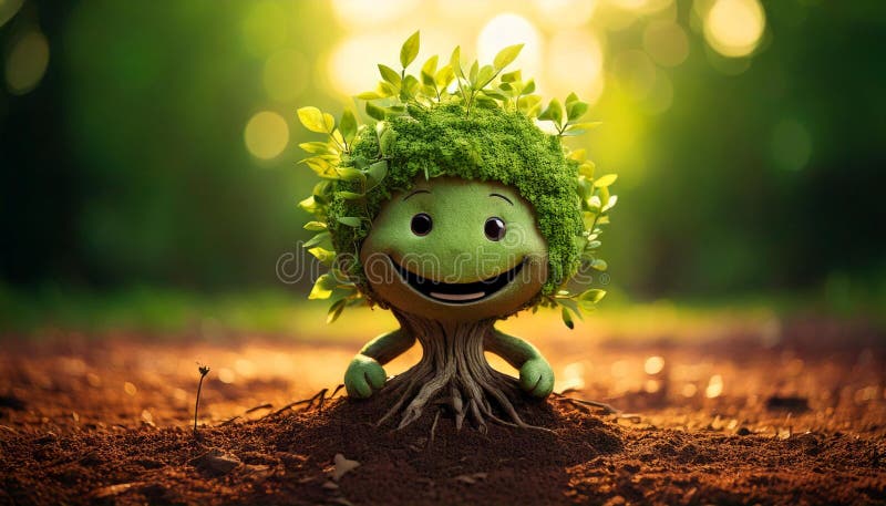 Generated Image. Small Tree Smiling Stock Illustration - Illustration ...