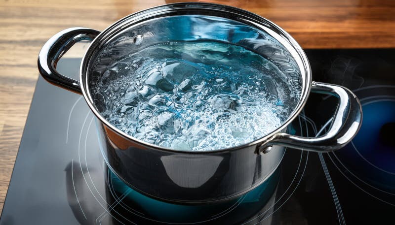 Boiling Water Simmering on a Hob - Generated by Ai. Stock Illustration ...