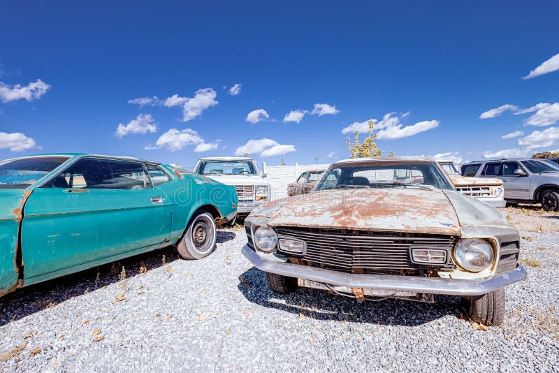 Old, Rusty, Retro American Cars Waiting for Renovation Displayed for ...