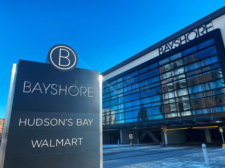 Bayshore Shopping Centre Sign with Hudson S Bay and Walmart Editorial ...