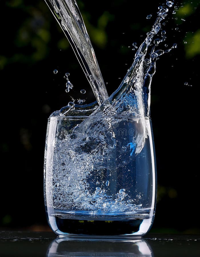 Water Splashing and Overflowing from Glass Stock Illustration ...