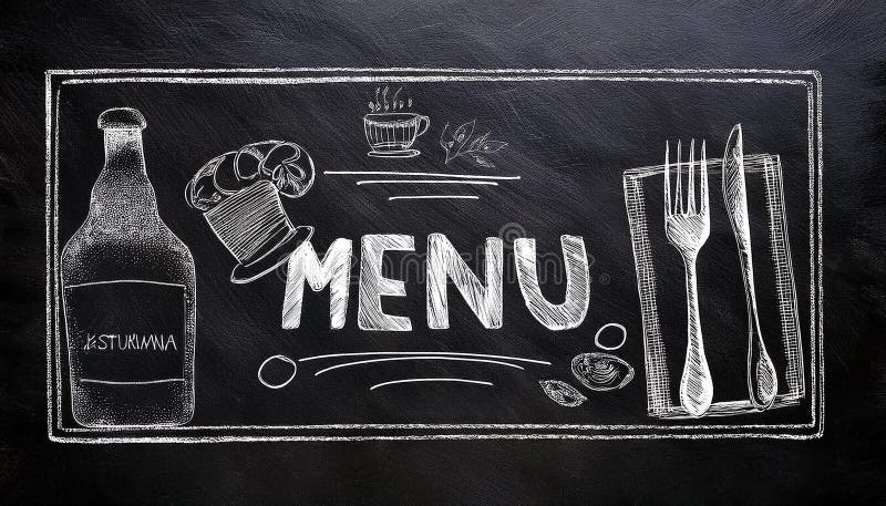 Restaurant Chalkboard Menu, Written in White Chalk, Illustration Stock ...