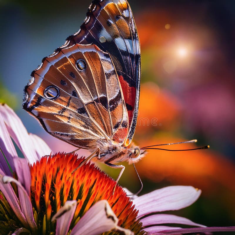 Detailed Butterfly Side View Portrait Drawing Stock Illustration ...