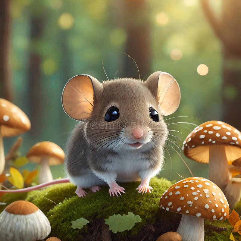 Portrait of a Curious Little Mouse with Big Ears Stock Illustration ...