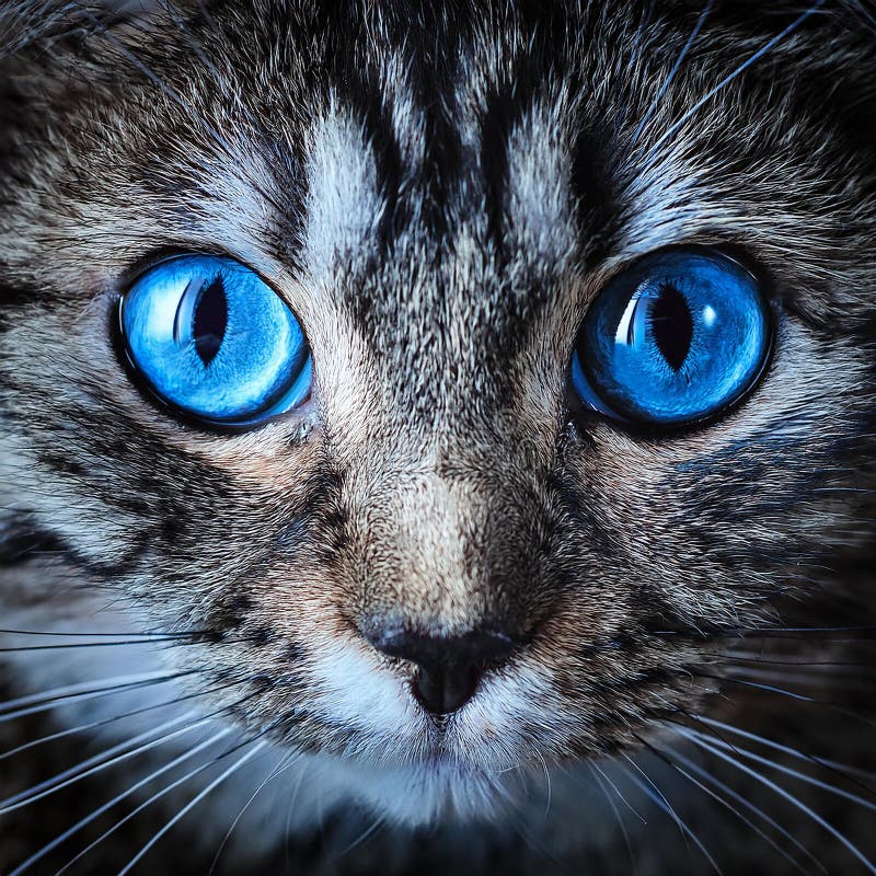 Cat Eyes. Cat with Deep Blue Eyes Close Up Stock Illustration ...