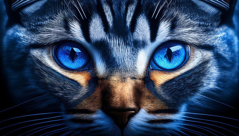Cat Eyes. Cat with Deep Blue Eyes Close Up Stock Illustration ...
