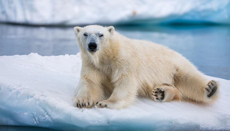 Ice Bear. Polar Bear Lying on the Ice of the Svalbard Archipelago Stock ...