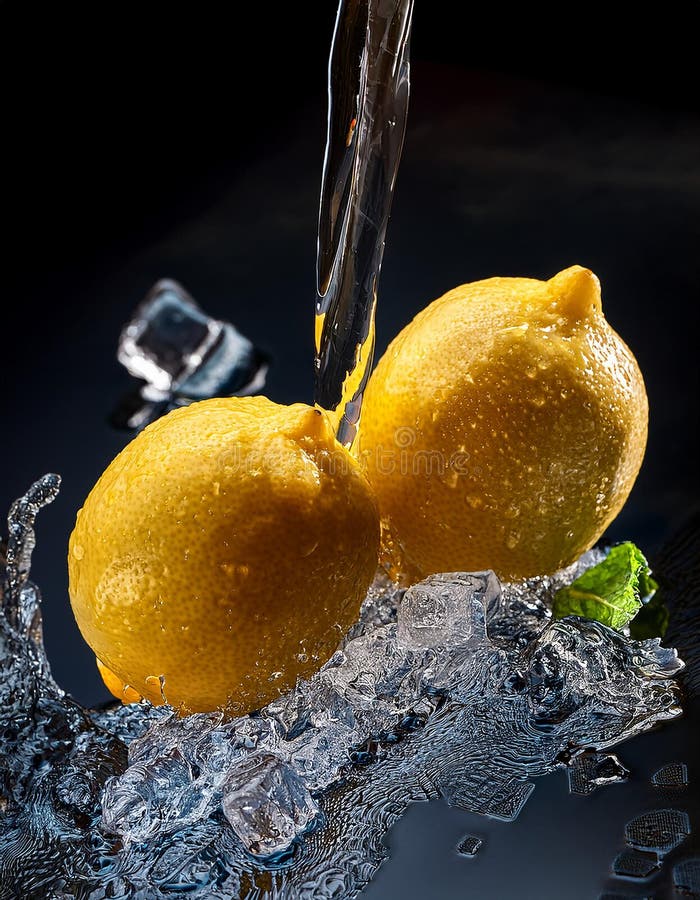 Fresh Lemon and Very Very Cold Water. Stock Illustration - Illustration ...