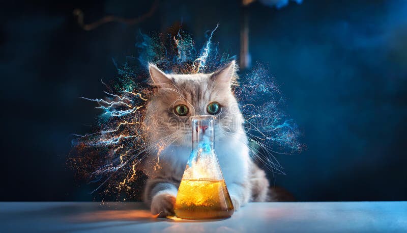 A Cat Exploding during a Scientific Experiment Stock Illustration ...