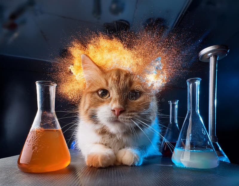 A Cat Exploding during a Scientific Experiment Stock Illustration ...