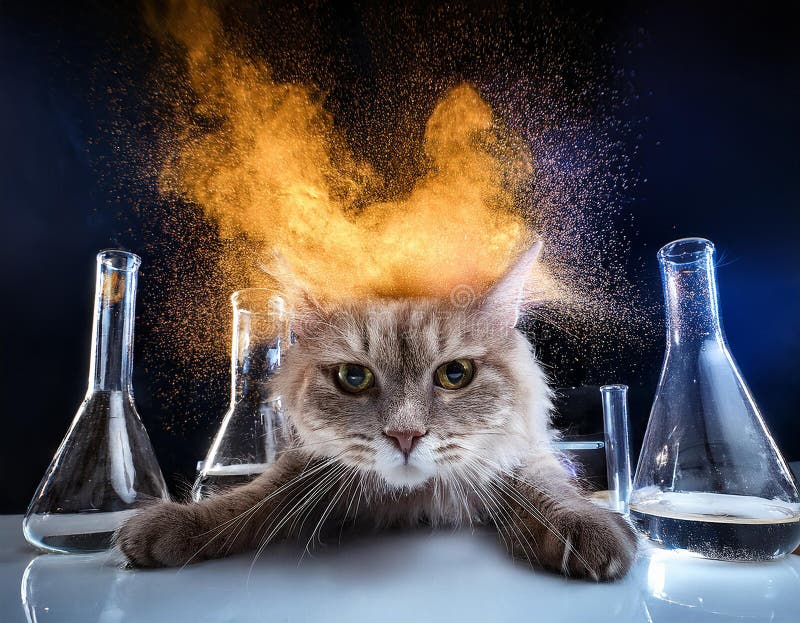 A Cat Exploding during a Scientific Experiment Stock Illustration ...