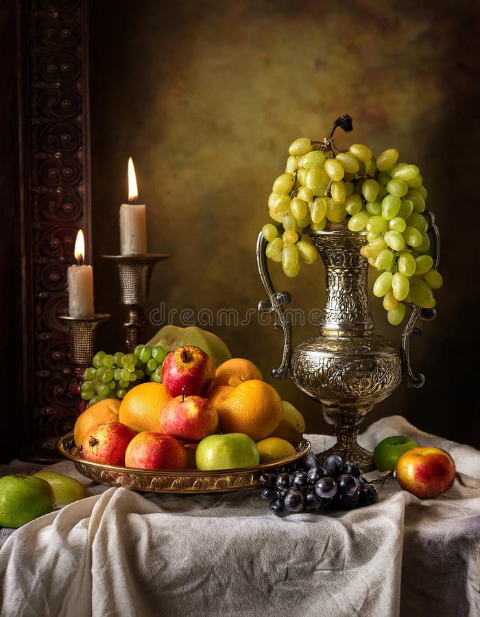 Still Life with Fruit in a Classic Style. Stock Illustration ...