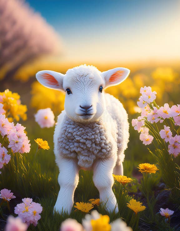 Cutest Easter Spring Lamb in Flowers. Cute Adorable Cutest Easter ...