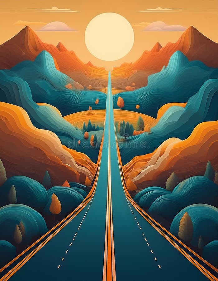 A road to bright future stock illustration. Illustration of road ...