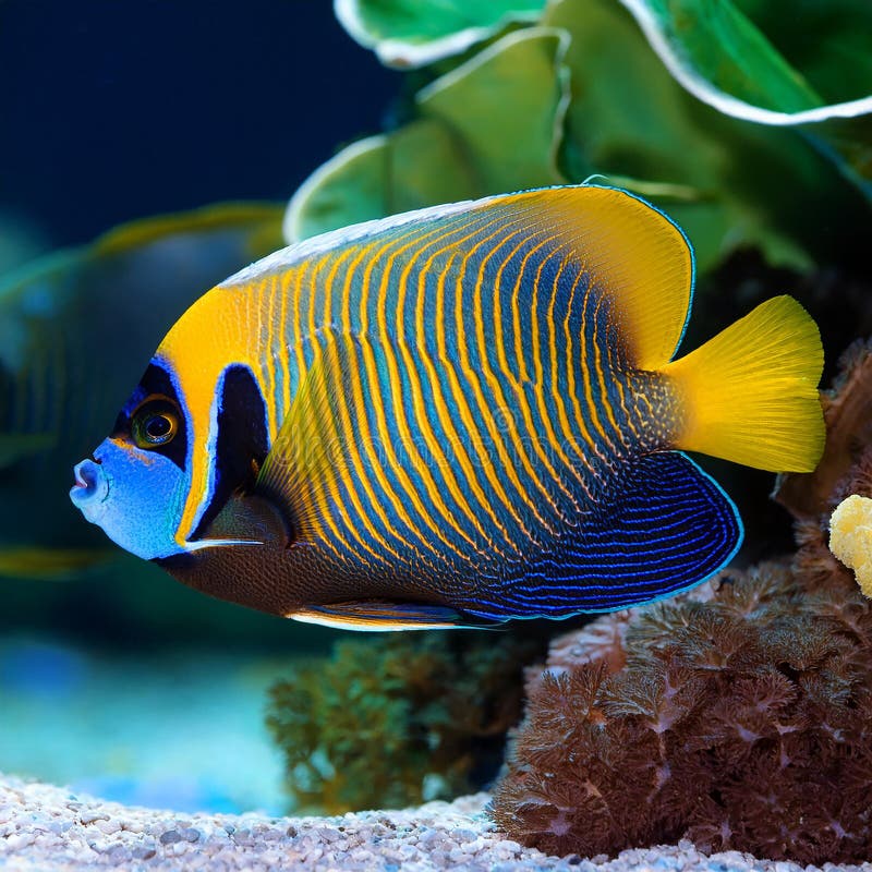Blue Faced Angelfish, Pomacanthus Xanthometopon. Stock Illustration ...