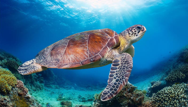 Big Sea Turtle Ocean Underwater. Big Turtle, Big Sea Turle Ocean ...