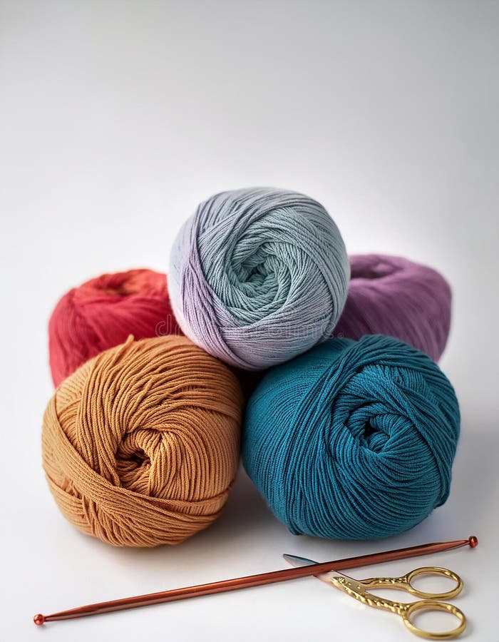 Yarn and Needles. Color Yarn Balls and Knitting Needles Isolated on ...