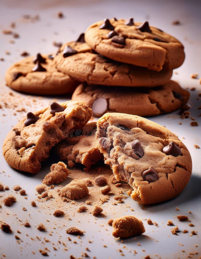 Broken Chocolate Chip Cookies. Cookies Broken in Pieces with Crumbs ...
