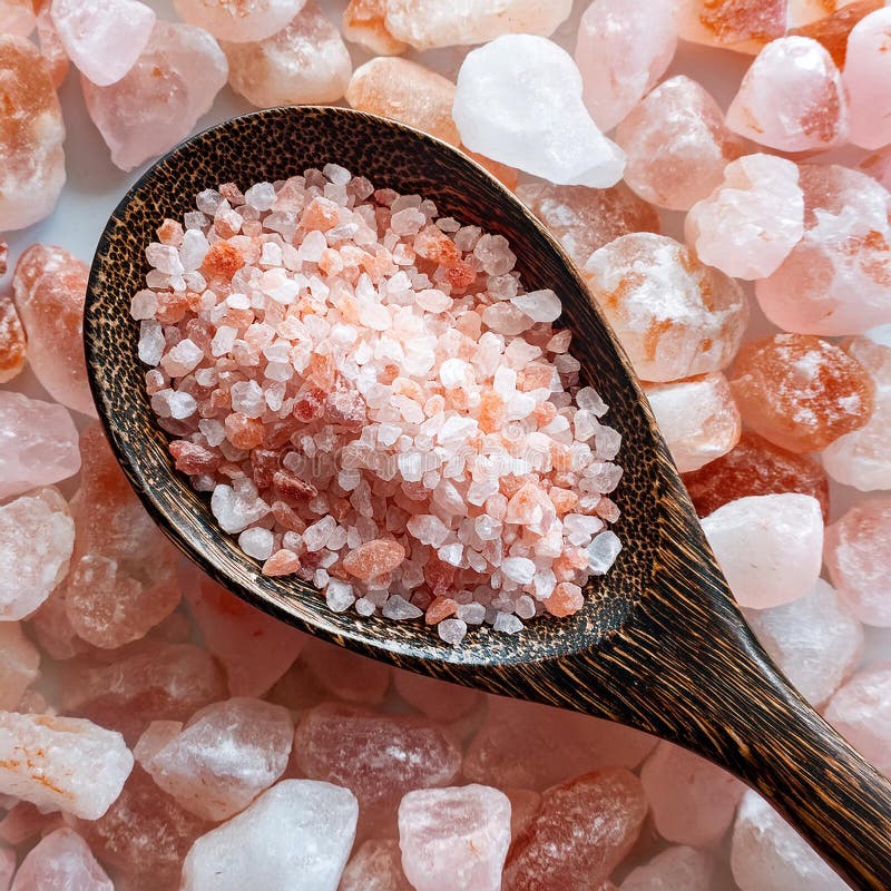 Pink Himalayan Salt in Spoon. Top View of Spoon Full of Pink Himalayan ...
