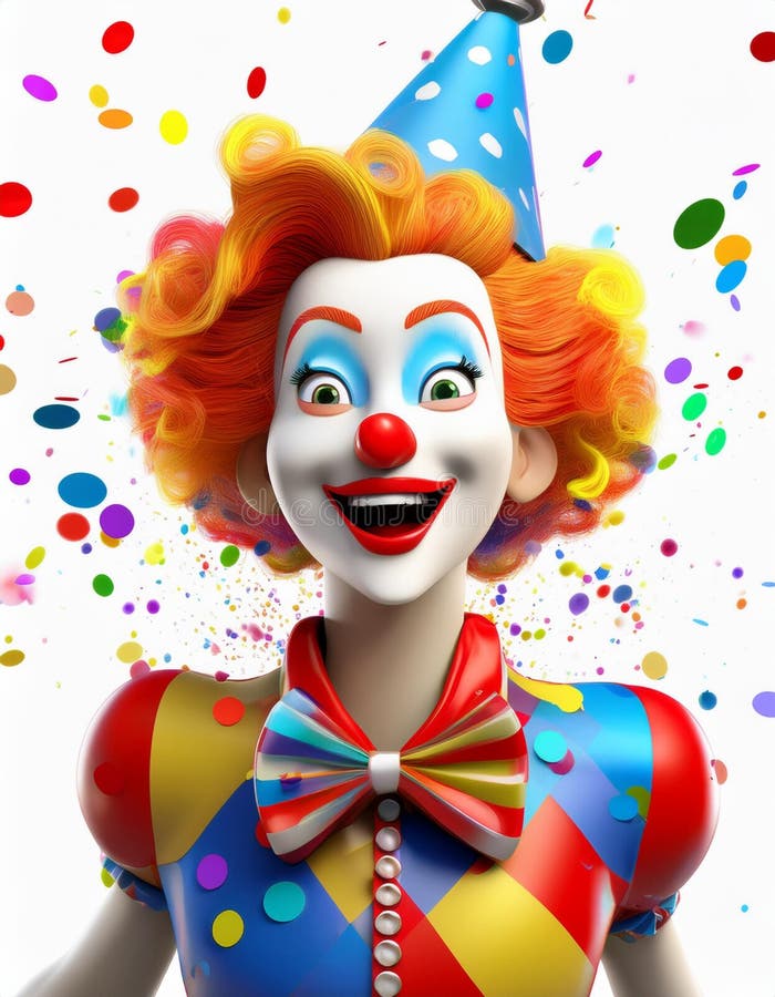 Clown Birthday Party with Cake and Balloons Cartoon Stock Illustration ...