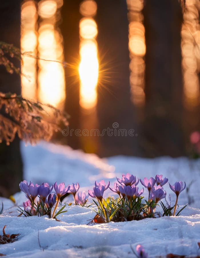 Snowy Springtime Crocus: a Vibrant Blossom Emerges from the Winter ...
