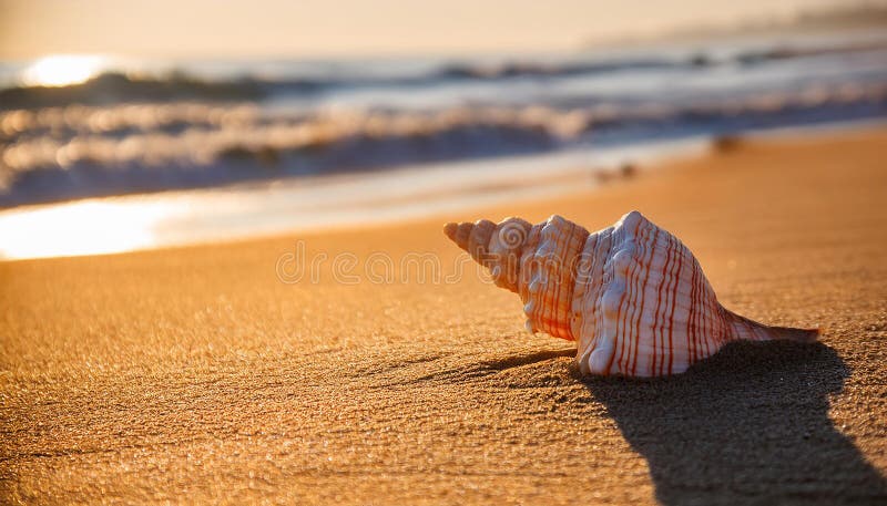 Sea shell on the beach. stock illustration. Illustration of wood ...