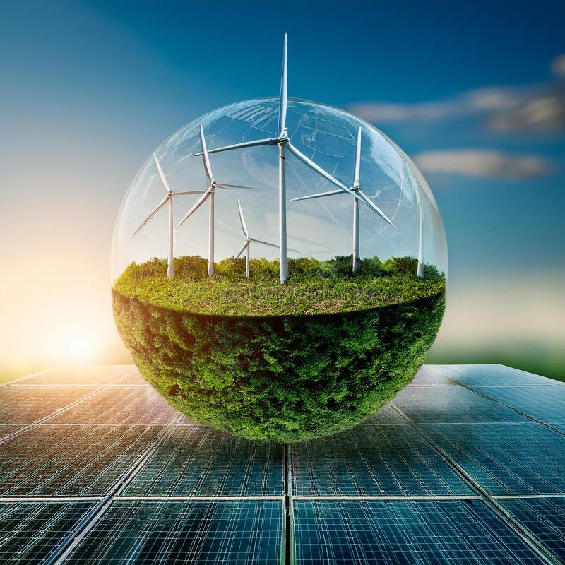 3D Illustration Renewable Energy Concept Earth Day or Environmental ...